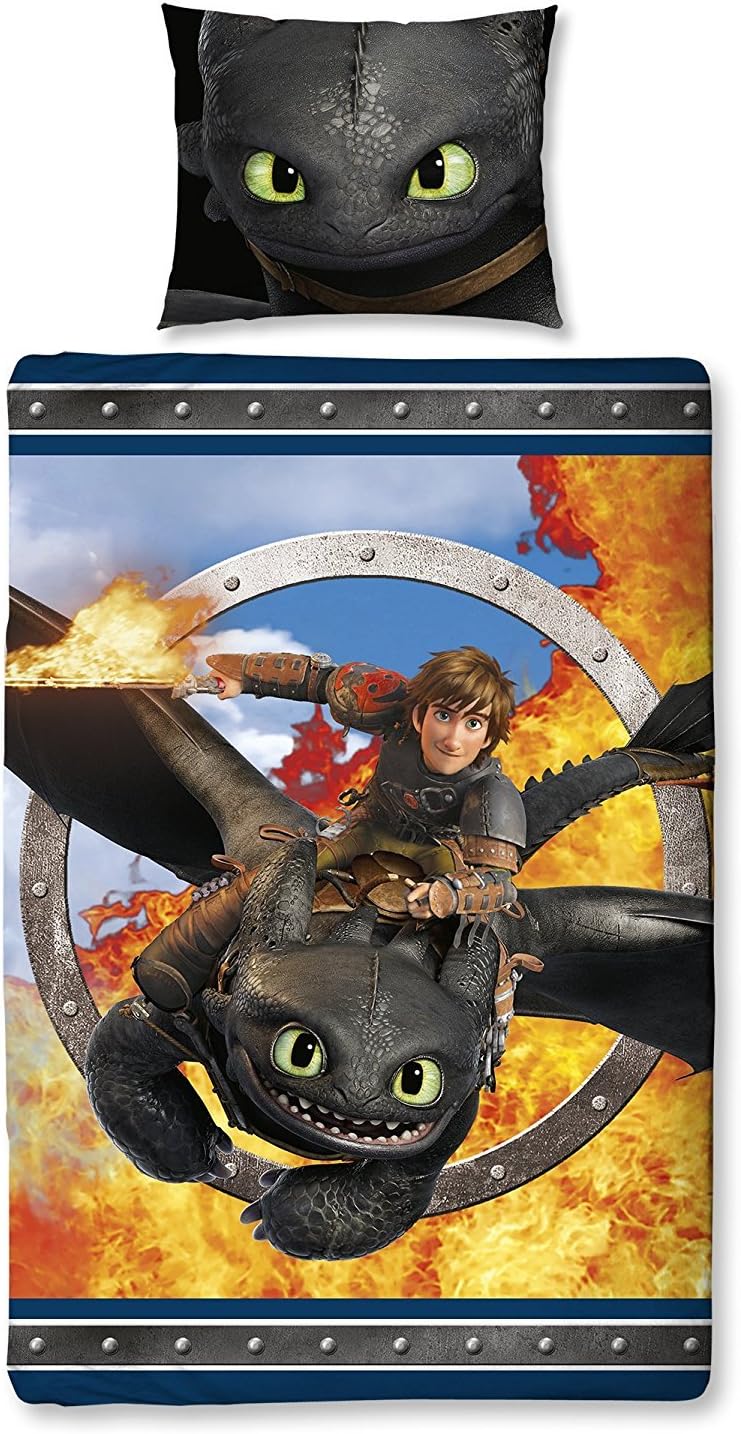 Dreamworks Dragons Toothless Bed Linen 135 x 200 cm + 80 x 80 cm ...