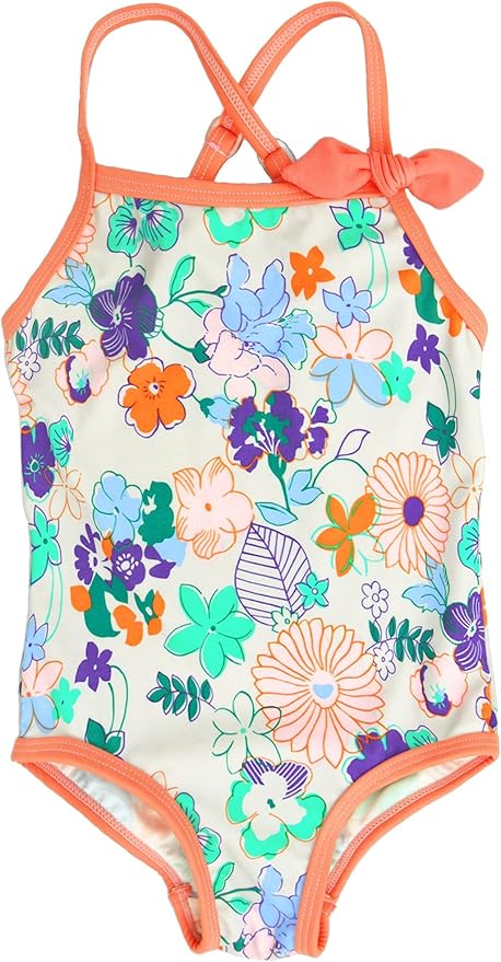 Amazon.com: Floatimini Little Girls' Multi Floral One Piece Swimsuit 6X ...