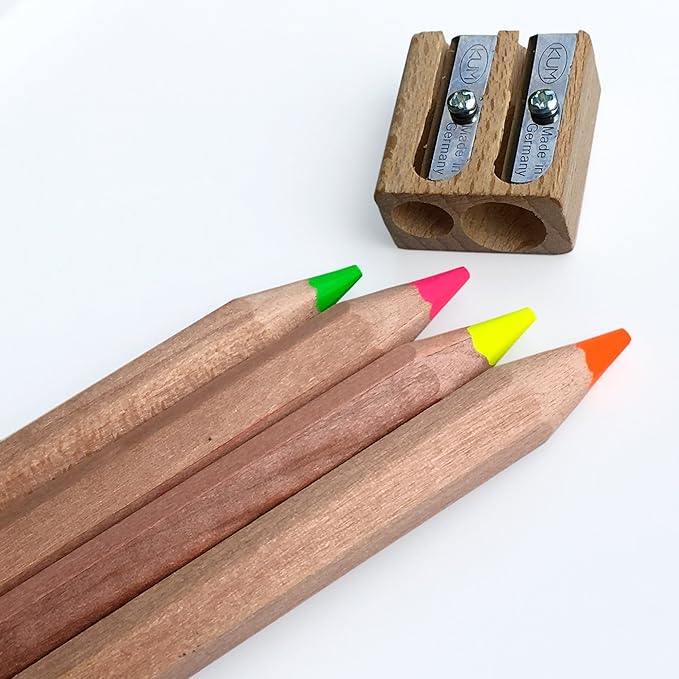 Jumbo Highlighter Pencils Set of 4 Neon Colors - Includes Wooden ...