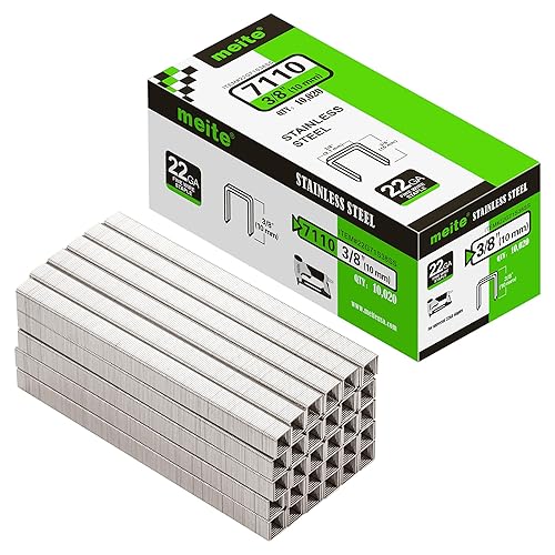 meite 71/10 22 Gauge 304 Stainless Steel Upholstery Staples, 3/8-Inch ...