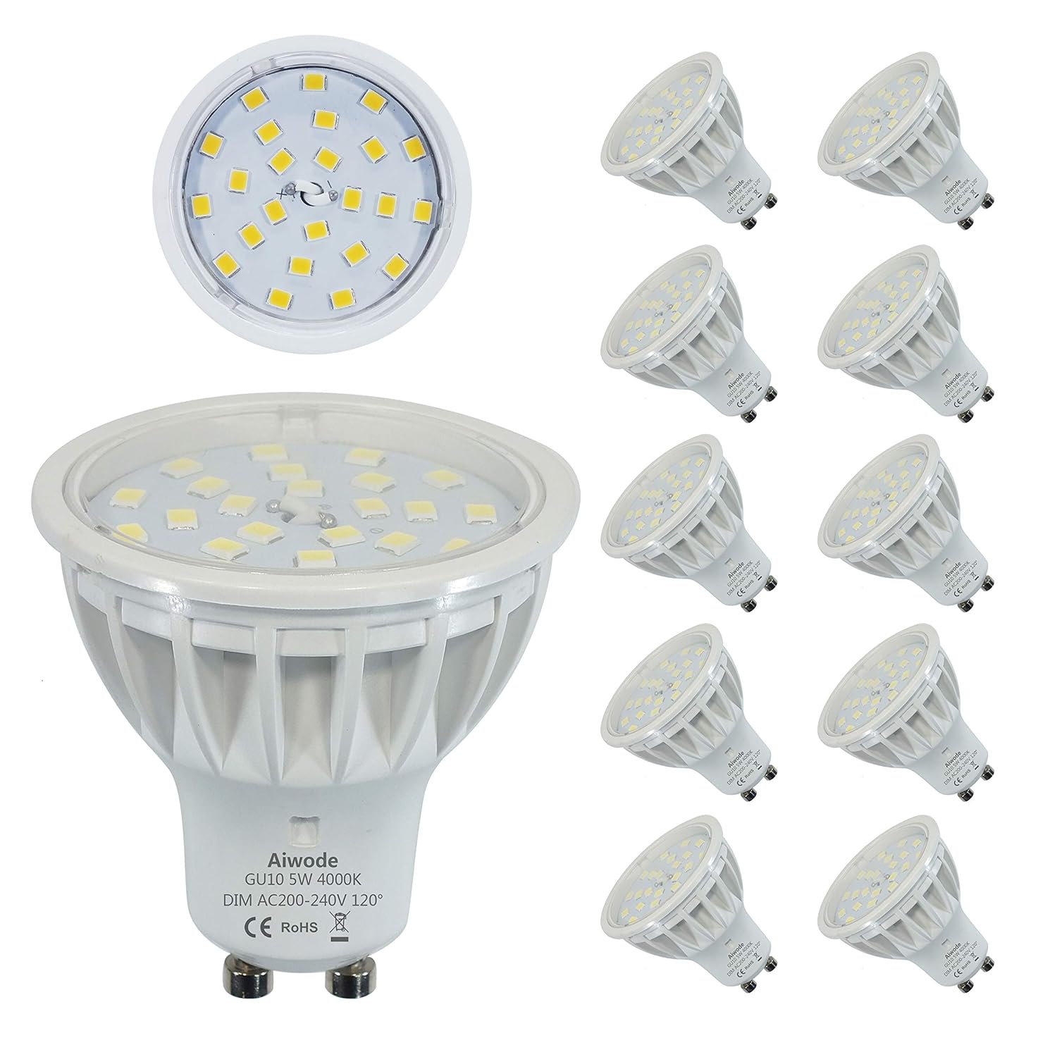 Dimmable 5W GU10 LED Bulb Equivalent 50W Natural White 4000K Ra85 600LM ...