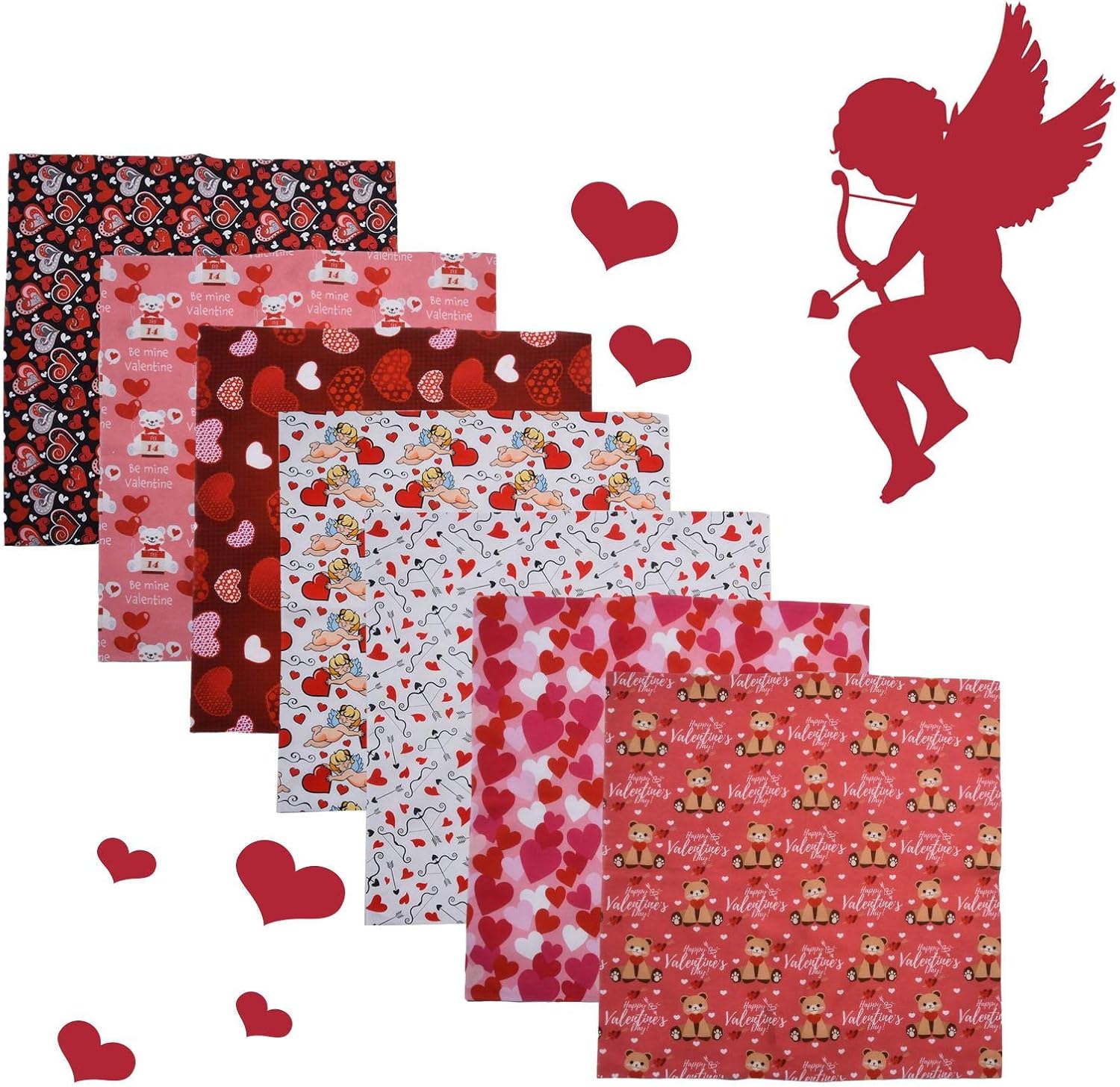 Valentine's Day Fabric,Romantic Red Love Heart 100 Pure Cotton Fabric ...