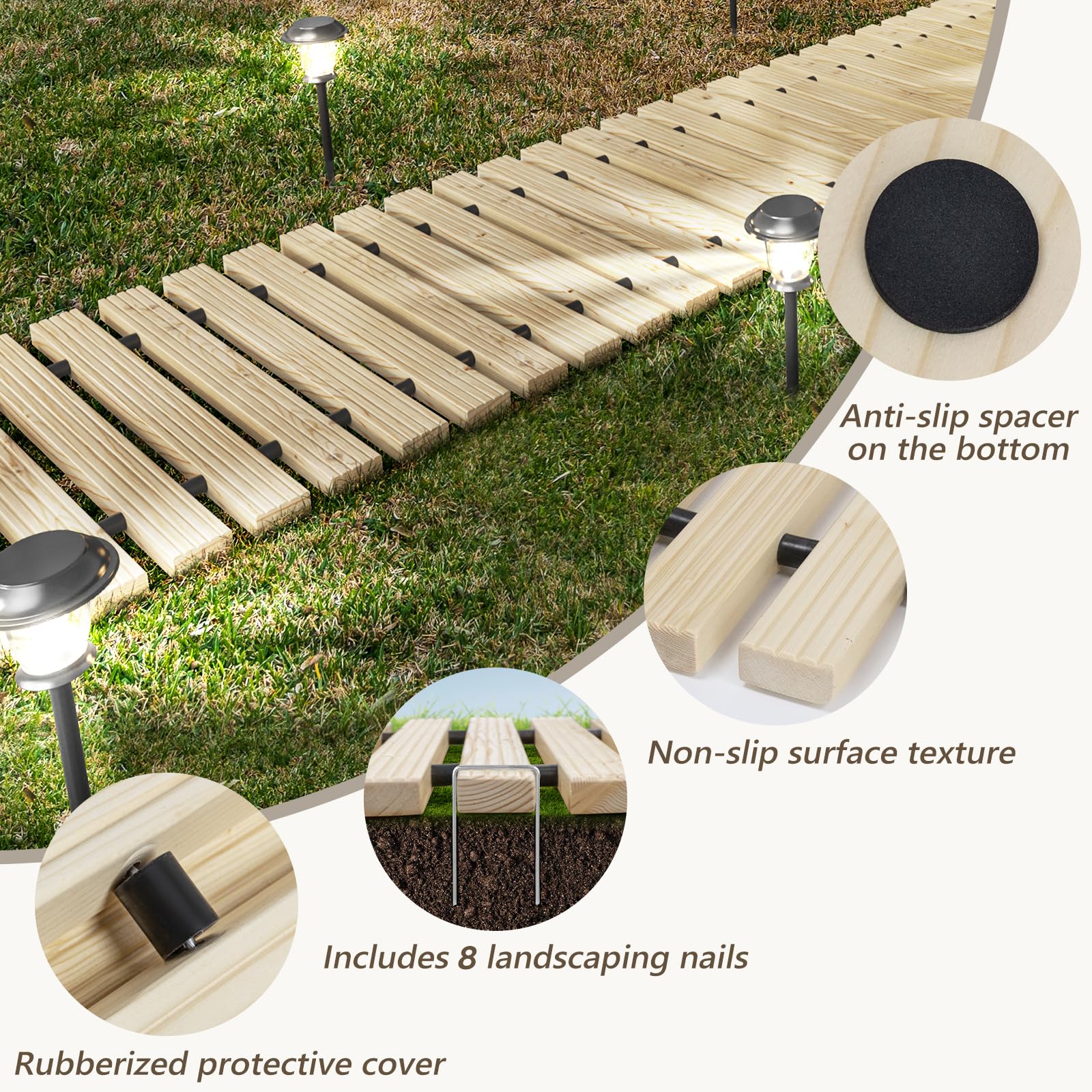 Mua 20FT Wooden Garden Pathway, Outdoor Roll Out Walkway Path for Patio ...
