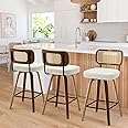 Amazon.com: Bekrvio Swivel Counter Height Bar Stools Set of 3, Upholstered Faux Leather ...