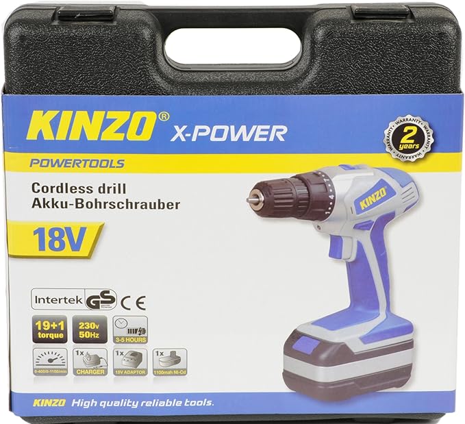 Kinzo 71784 Perceuse visseuse sans fil métal/bois 230 V Batterie 18 V: Amazon.fr: Bricolage