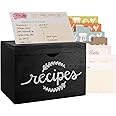 Amazon.com: Recipe Cards and Box Set, Wood Recipe Card Box, Farmhouse ...