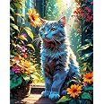 Amazon.com: Cat Paint By Numbers Kit For Adults Canvas Cats Sunflower ...
