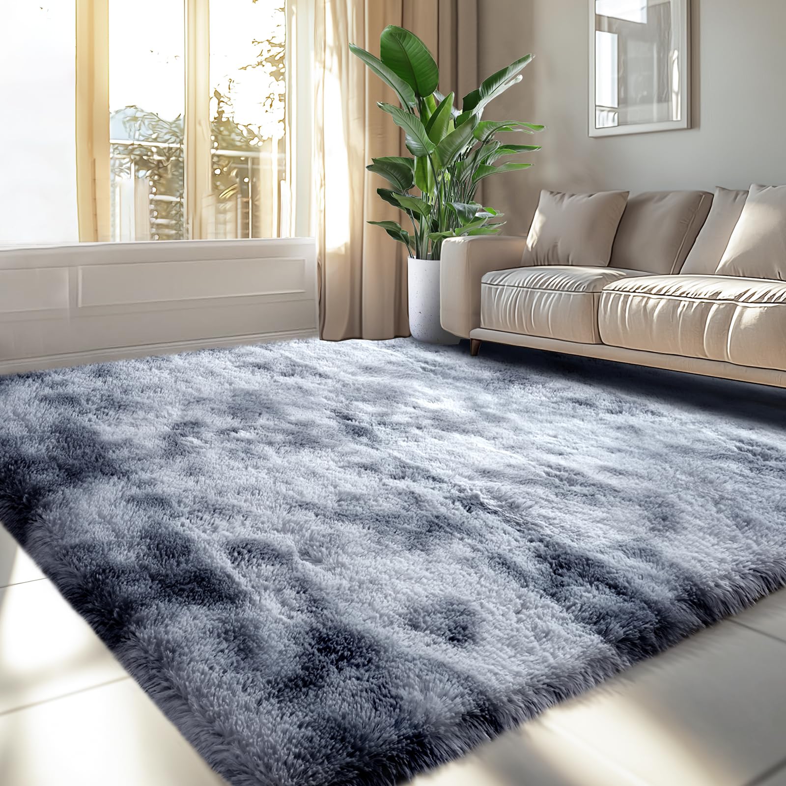 Fluffy Rugs 5x8 Dark Grey for Bedroom: Shag Area Rugs for Bedroom- Area ...