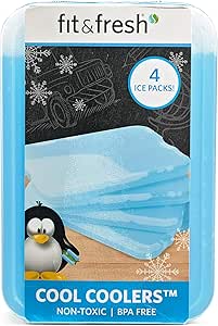 Fit & Fresh XL Cool Coolers Reusable Ice Packs, Long Lasting Ice Packs ...
