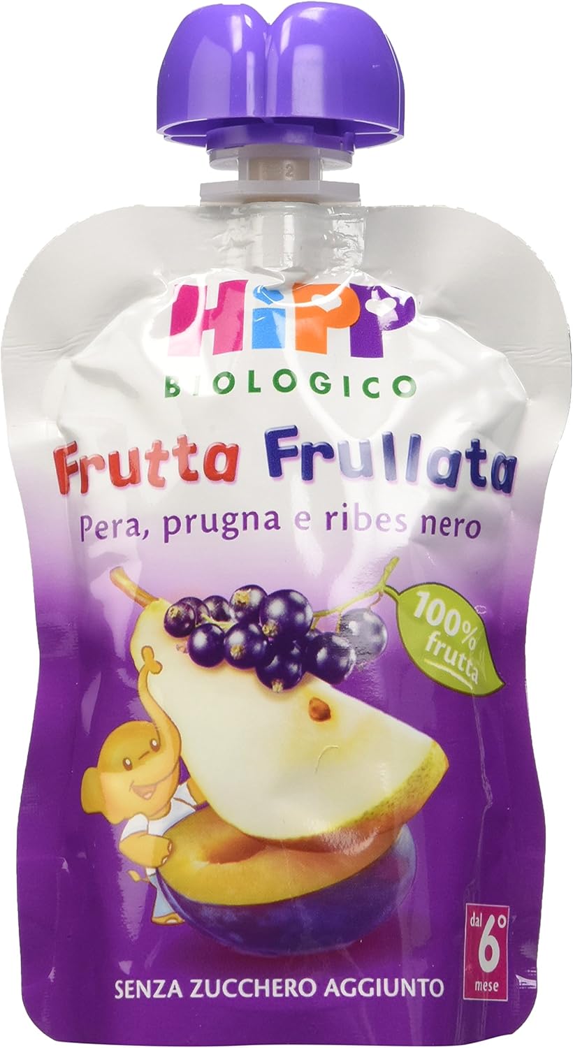 Hipp Frutta Frullata Pera, Prugna e Ribes Nero - 6 confezioni da 90 g ...