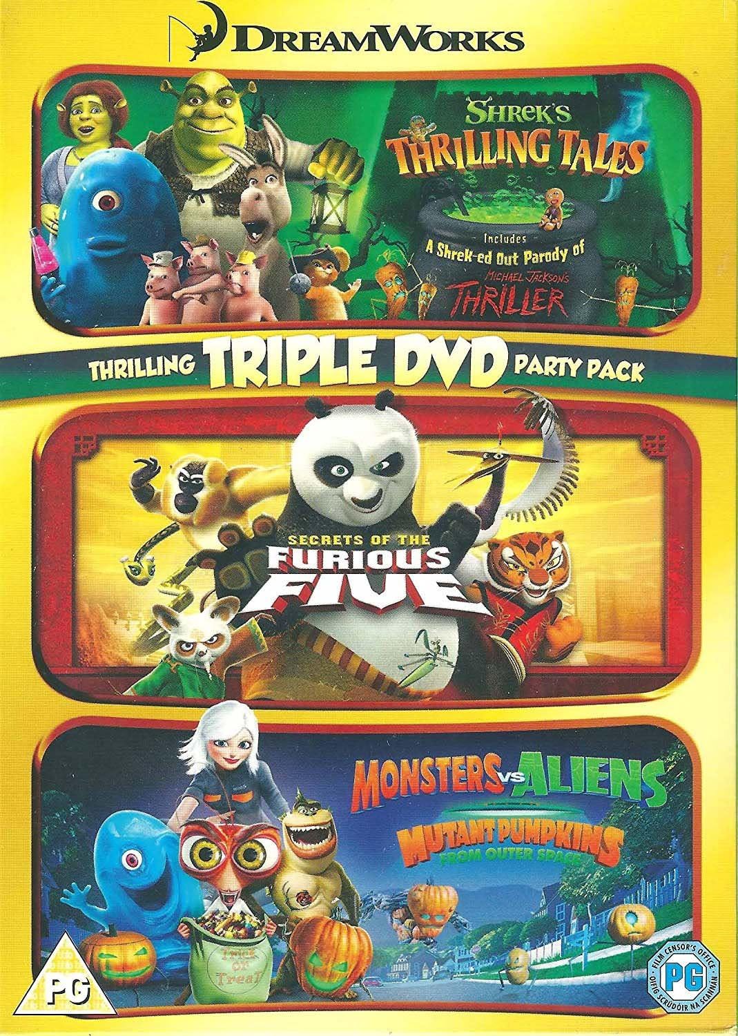 Dreamworks Triple DVD Party Pack Shrek/Furious Five/MonstersVAliens ...