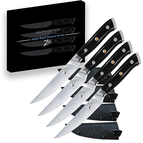 Zelite Infinity Steak Knife Set, Black Steak Knives Set of 4, Steak ...