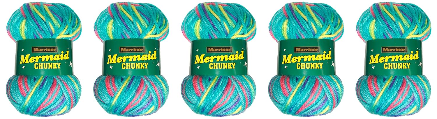 Home & Garden Store Marriner Mermaid Chunky Knit 100G Carnival, 5 Ball ...