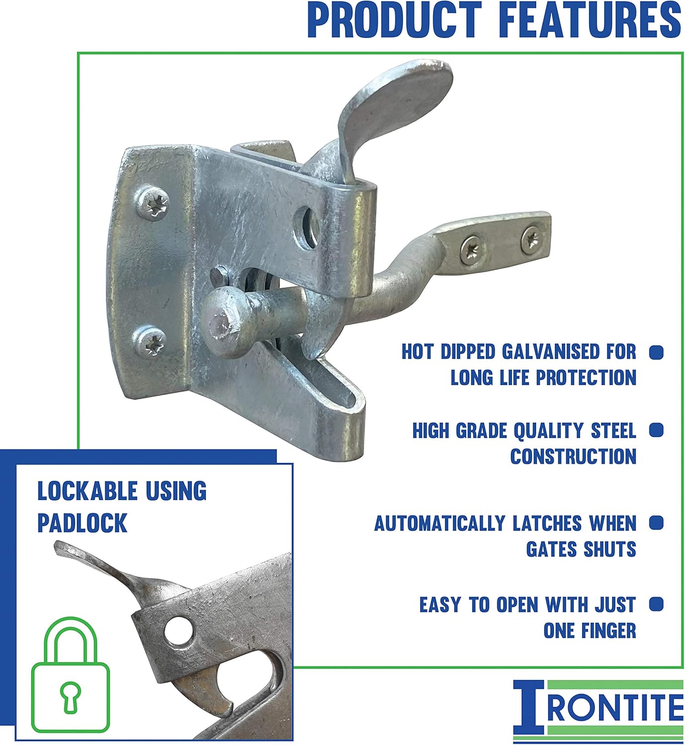 IRONTITE® Auto Gate Latch 57mm, Garden Gate Latch for Wooden Gates ...