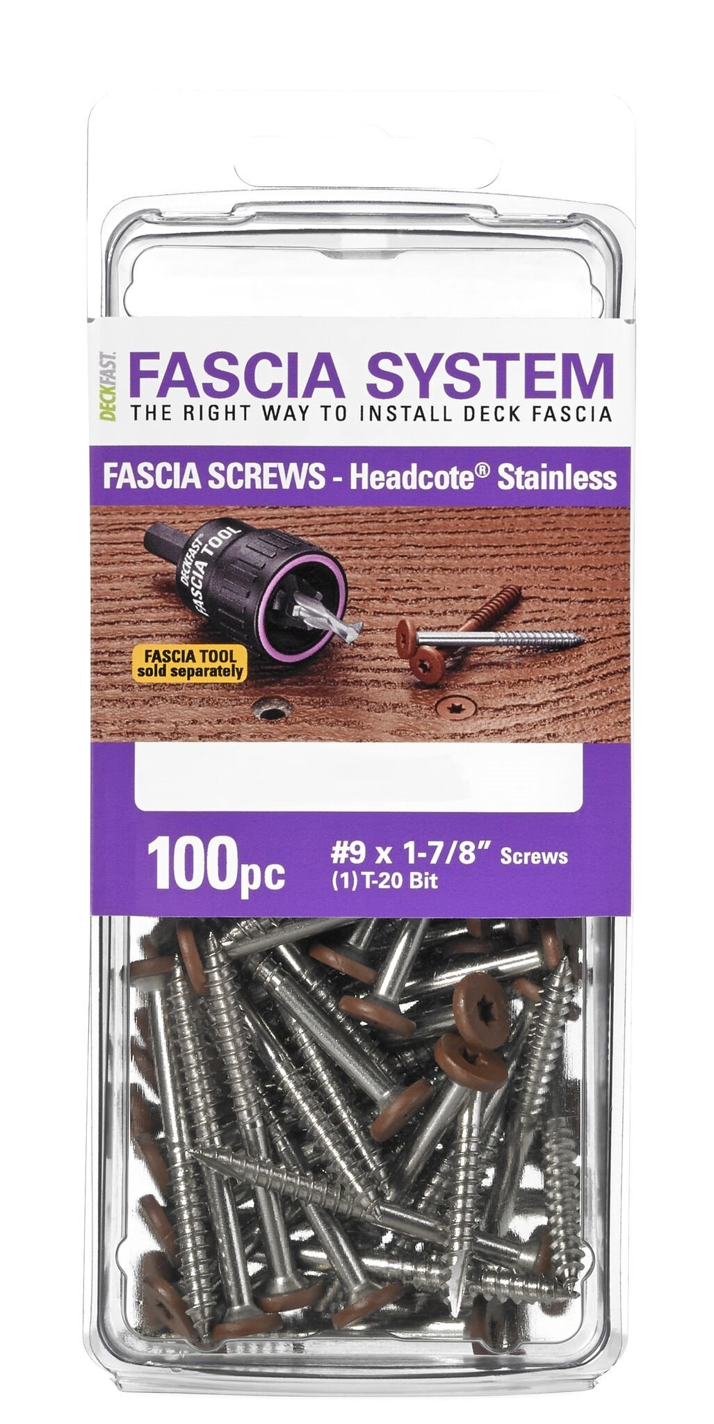 Starborn Stainless Steel Fascia Screws 9 x 1-7/8 T-20 Star Drive 100 ...