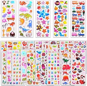 Amazon.com: Kids Stickers 1000+, 40 Different Sheets, 3D Puffy Stickers ...