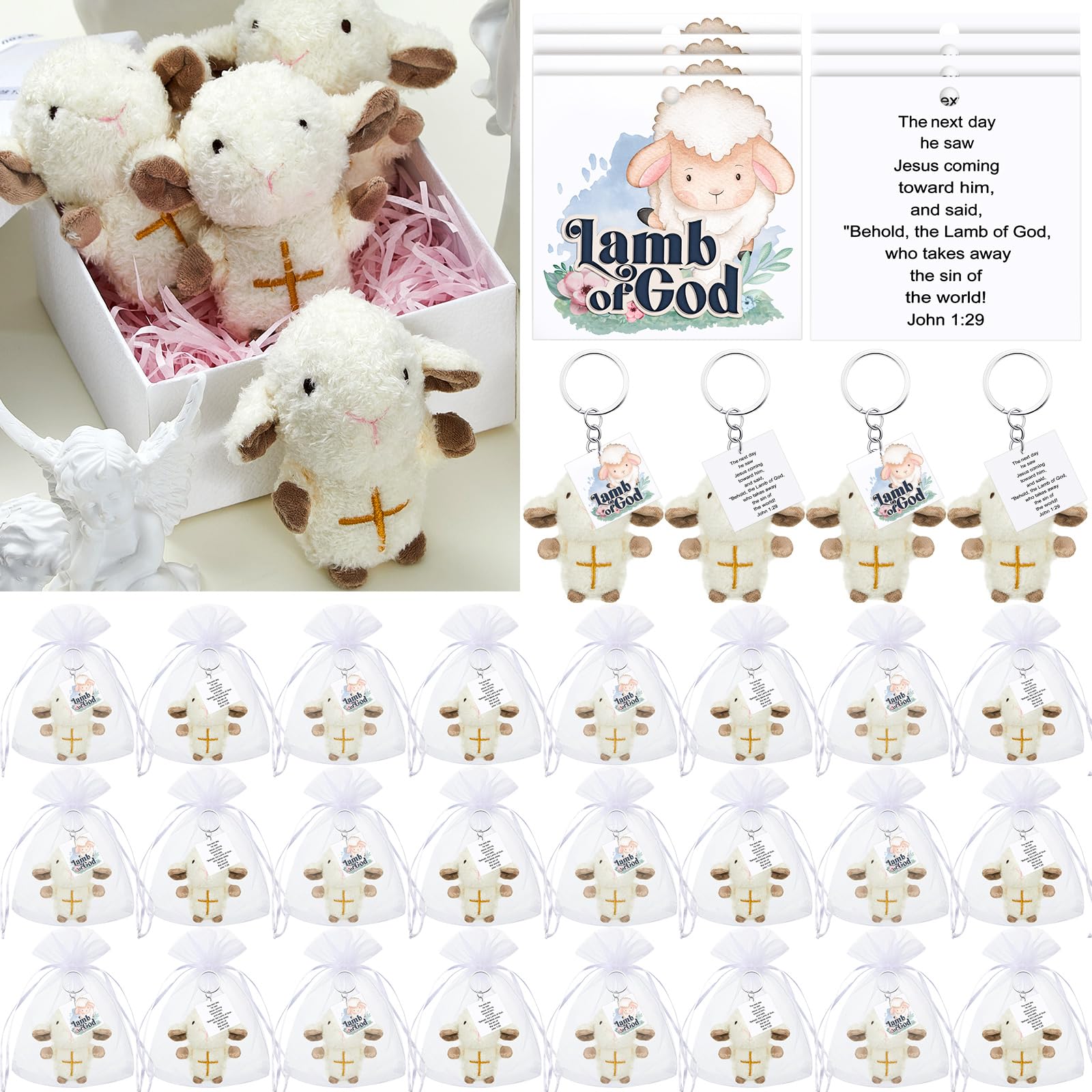 Shappy 12 Pcs Mini Plush Lambs Jesus Plush Toys Lamb of God Sheep ...