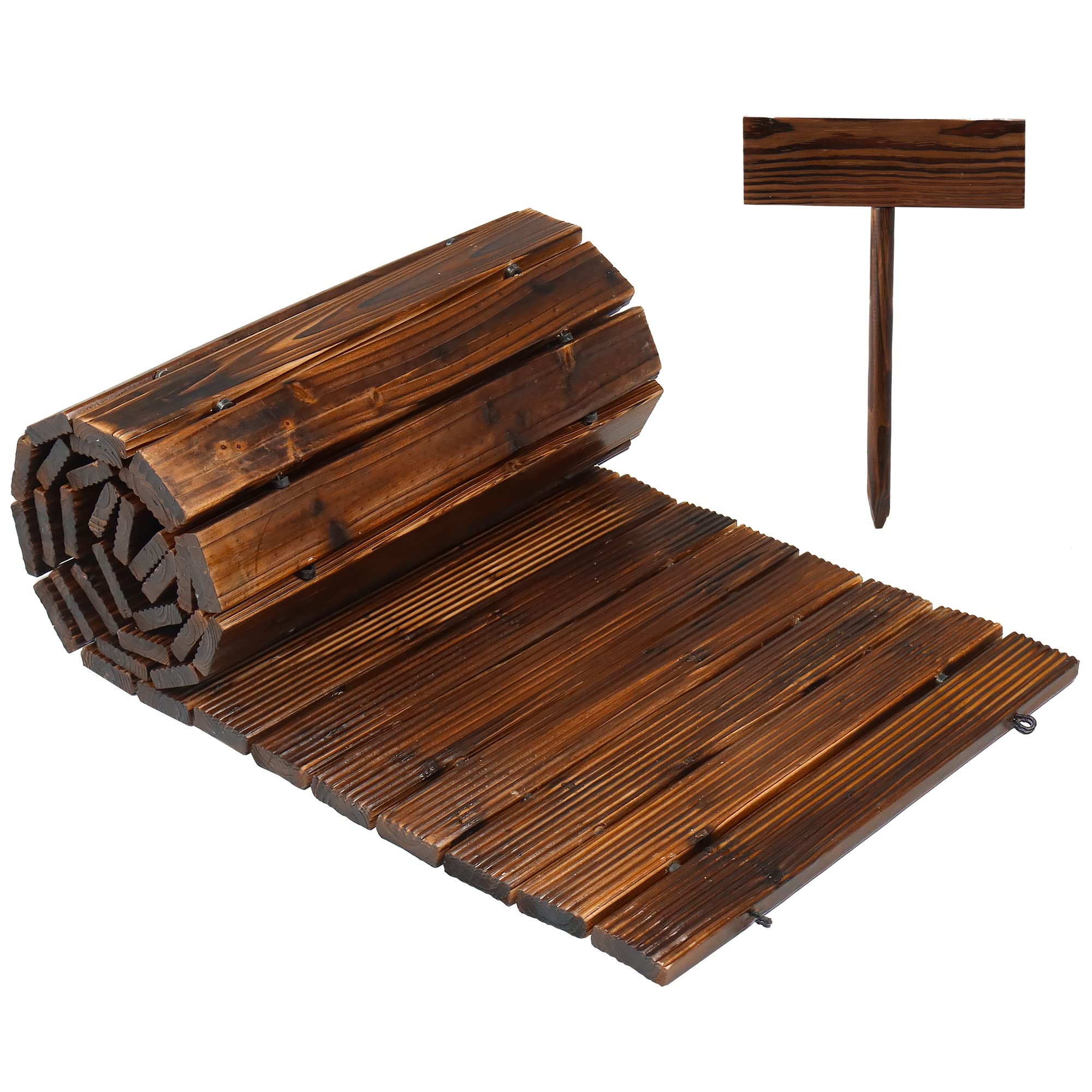 Spurgehom Wooden Garden Pathway 8FT Straight Outdoor Walkway Roll Out ...