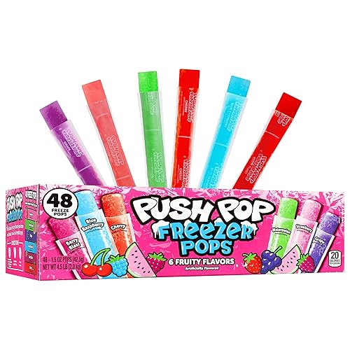Push Pop Freezer Pops - Ice Popsicles Individually Wrapped Variety Pack ...