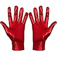 Amazon.com: Skeleteen Metallic Red Costume Gloves - Shiny Red Superhero ...