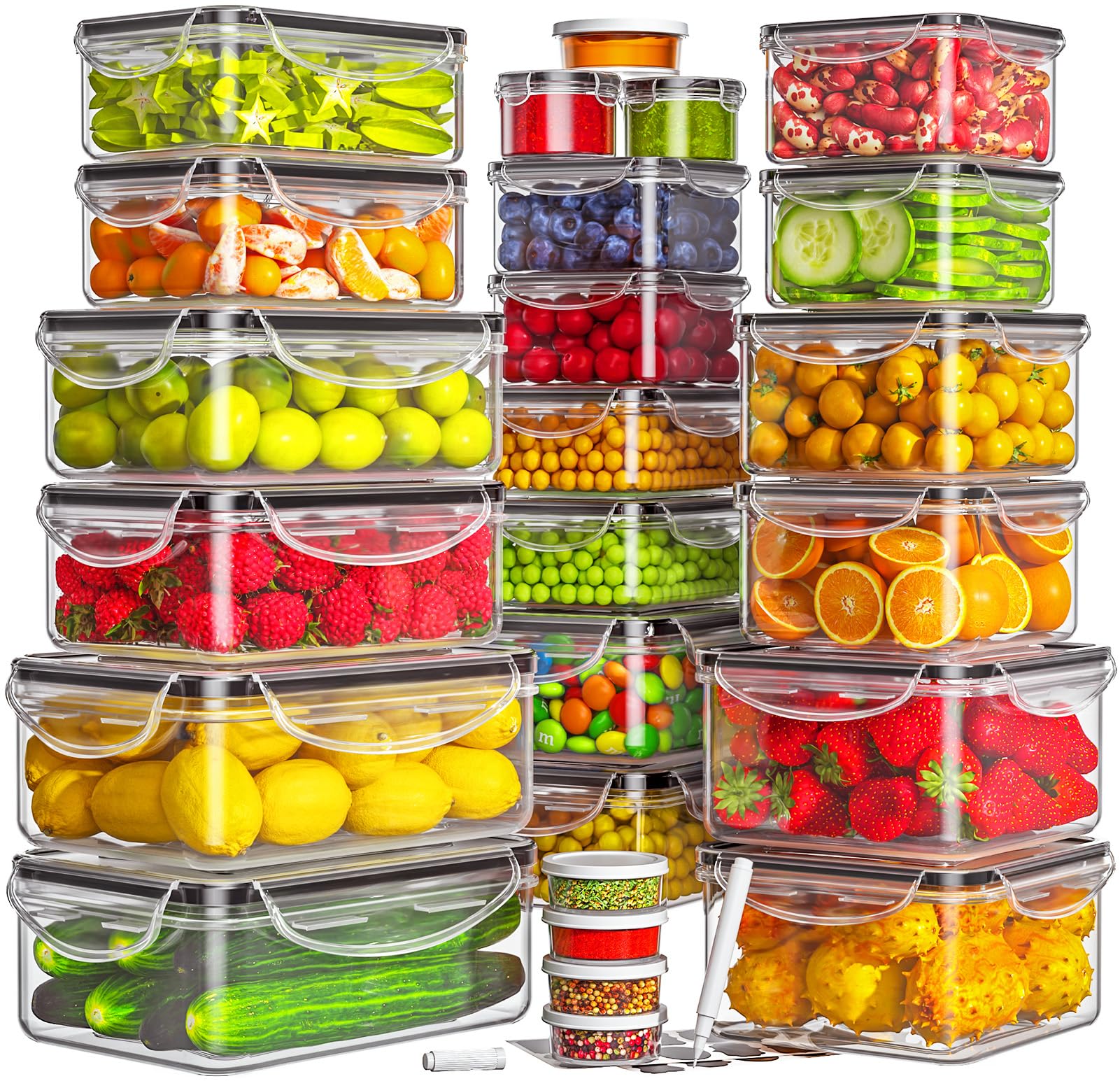 HOMETALL 50-Piece Food Storage Containers with Lids (25 Containers & 25 ...