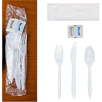 Amazon.com: 250 Plastic Cutlery Packets - Knife Fork Spoon Napkin Salt ...
