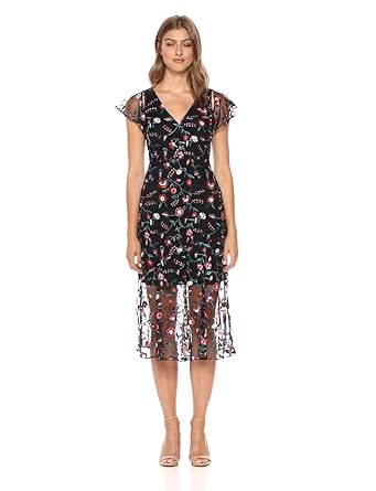 Sam Edelman Women's Floral Embroidered Mesh Midi Dress at Amazon Women ...