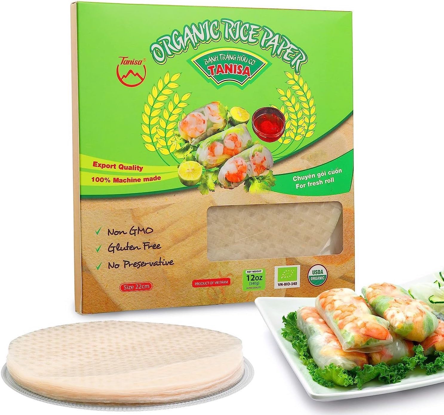 Mua Tanisa Organic Spring Roll Rice Paper Wrapper for Fresh roll (22cm ...