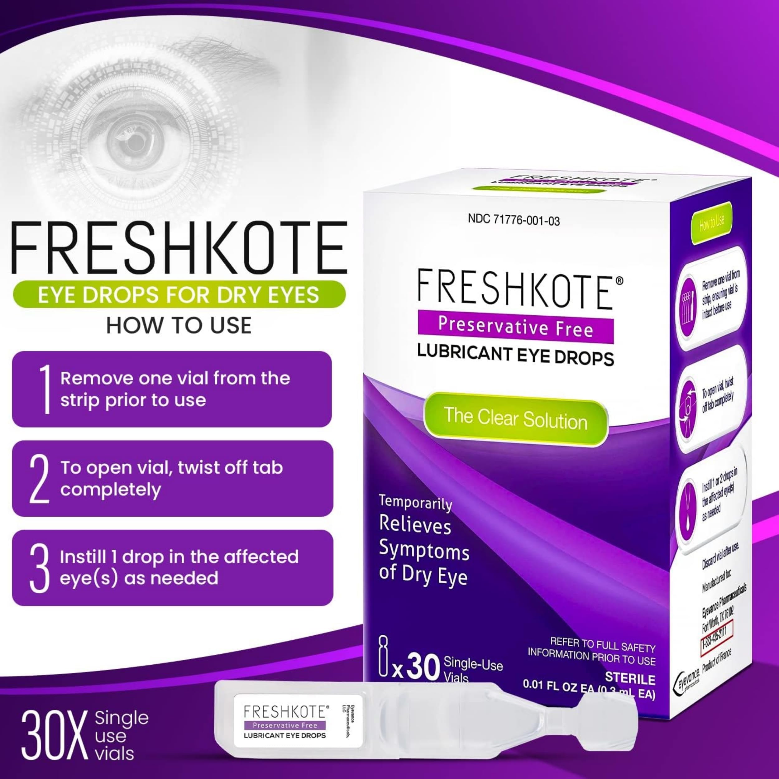 Prime Purchase FRESHKOTE Eye Drops For Dry Eyes (30 Single-Use Vials ...