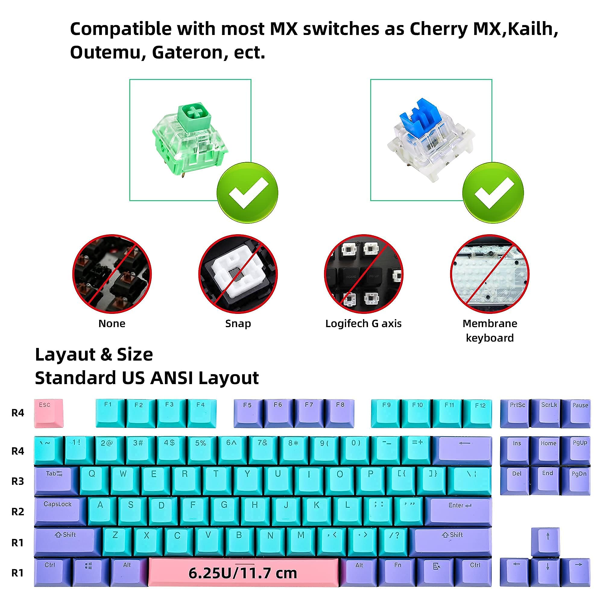 Mua iRoboosta 87 Key PBT Keycaps for Tkl Mechanical Keyboard Backlit ...