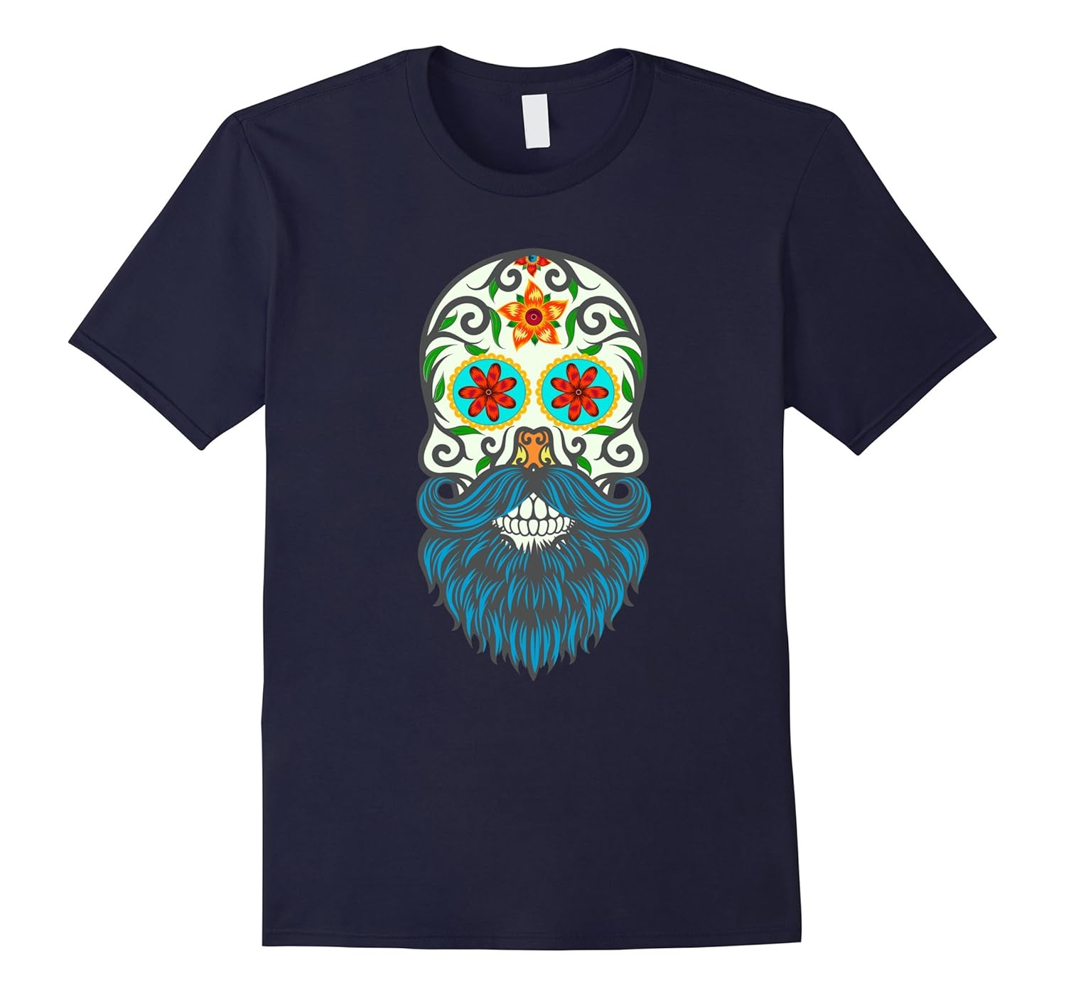 Day Of The Dead Sugar Skull Beard T shirt Veotee