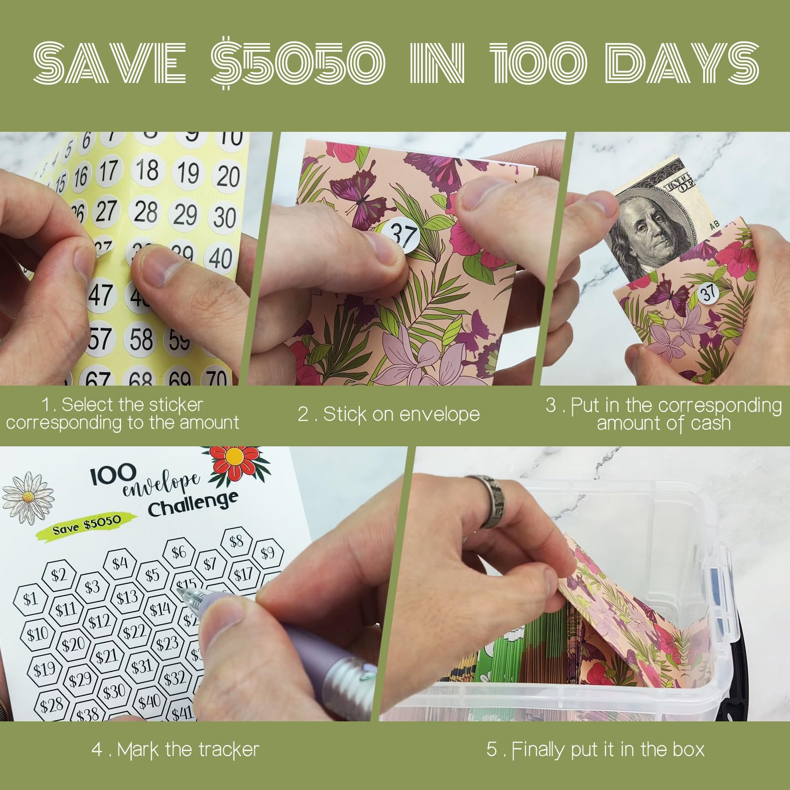 Mua 100 Envelopes Money Saving Challenge, 100 Envelope Challenge Box ...