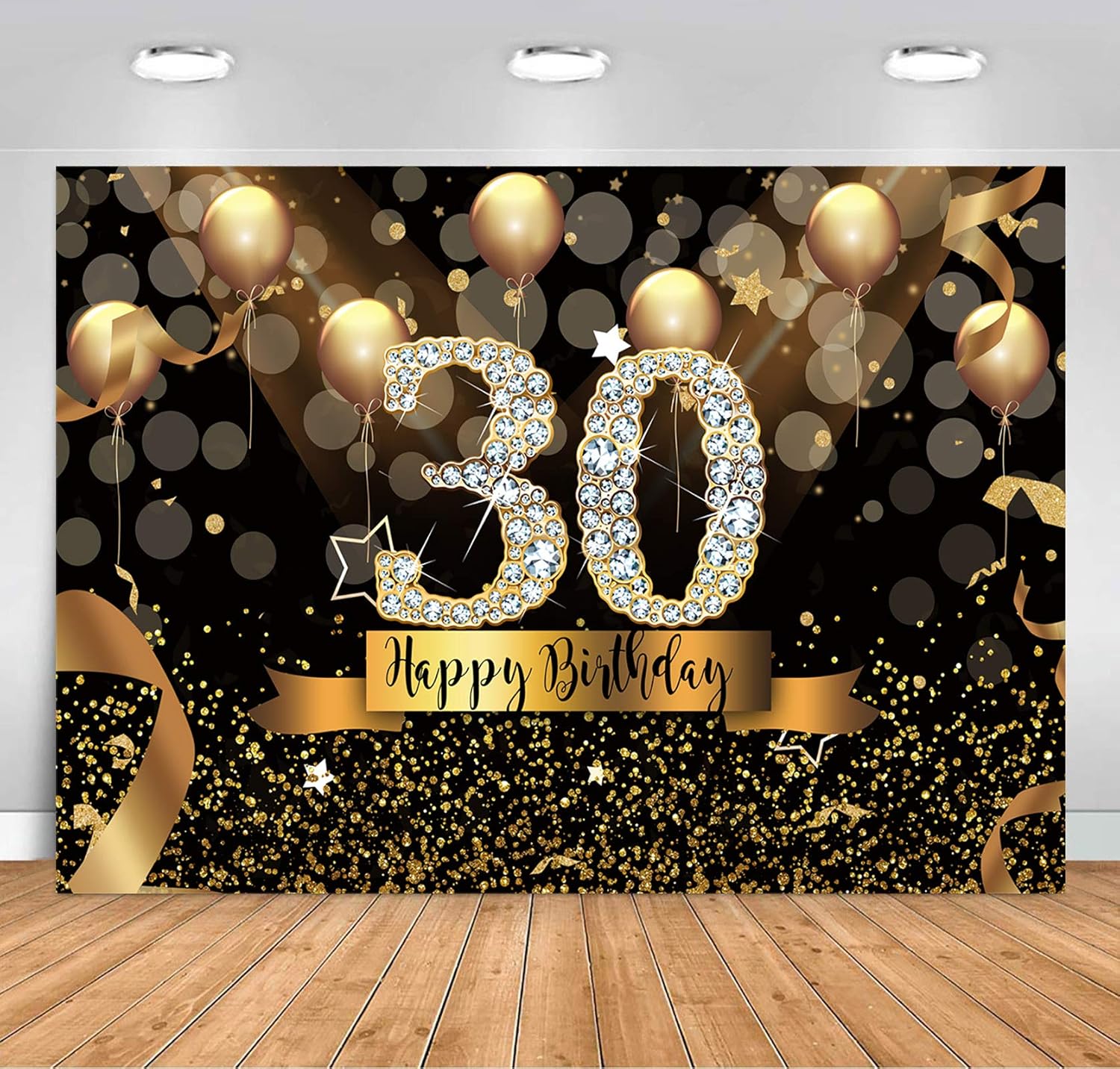 Amazon.com: Sensfun Happy 30th Birthday Party Backdrop for Women Black ...