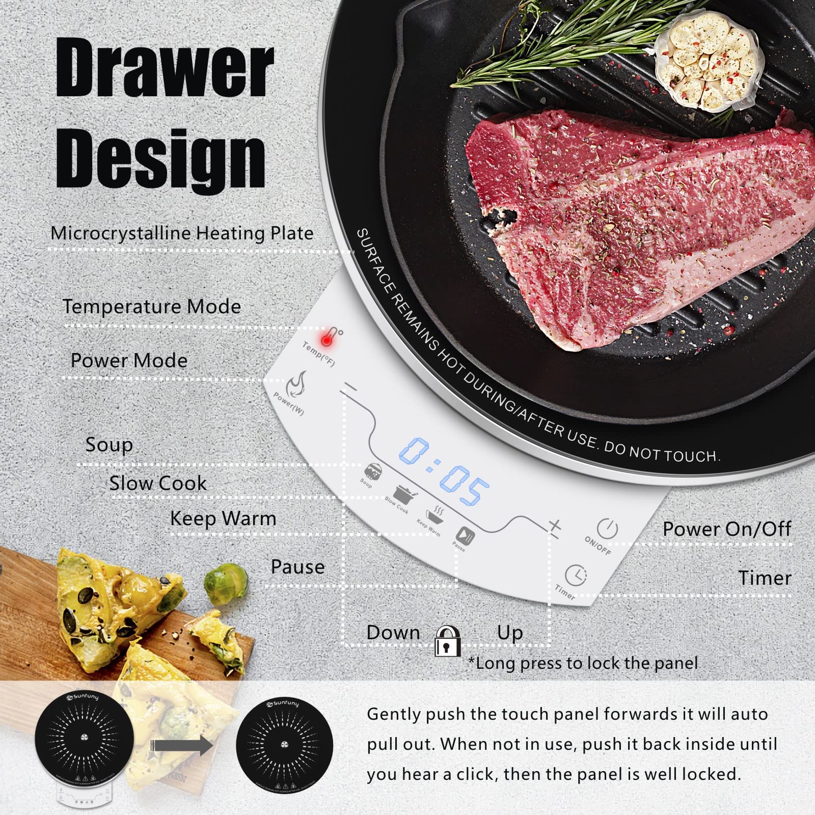 Mua Induction Cooktop with Precise Temp Sensor, 7 Power & 24 Temp ...