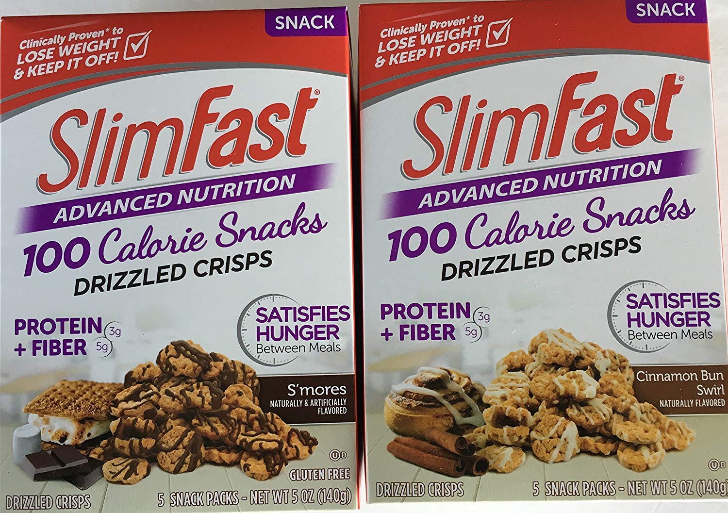 Slim Fast Advanced Mini Crisps Snacks Bundle of 2: S'mores and Cinnamon ...