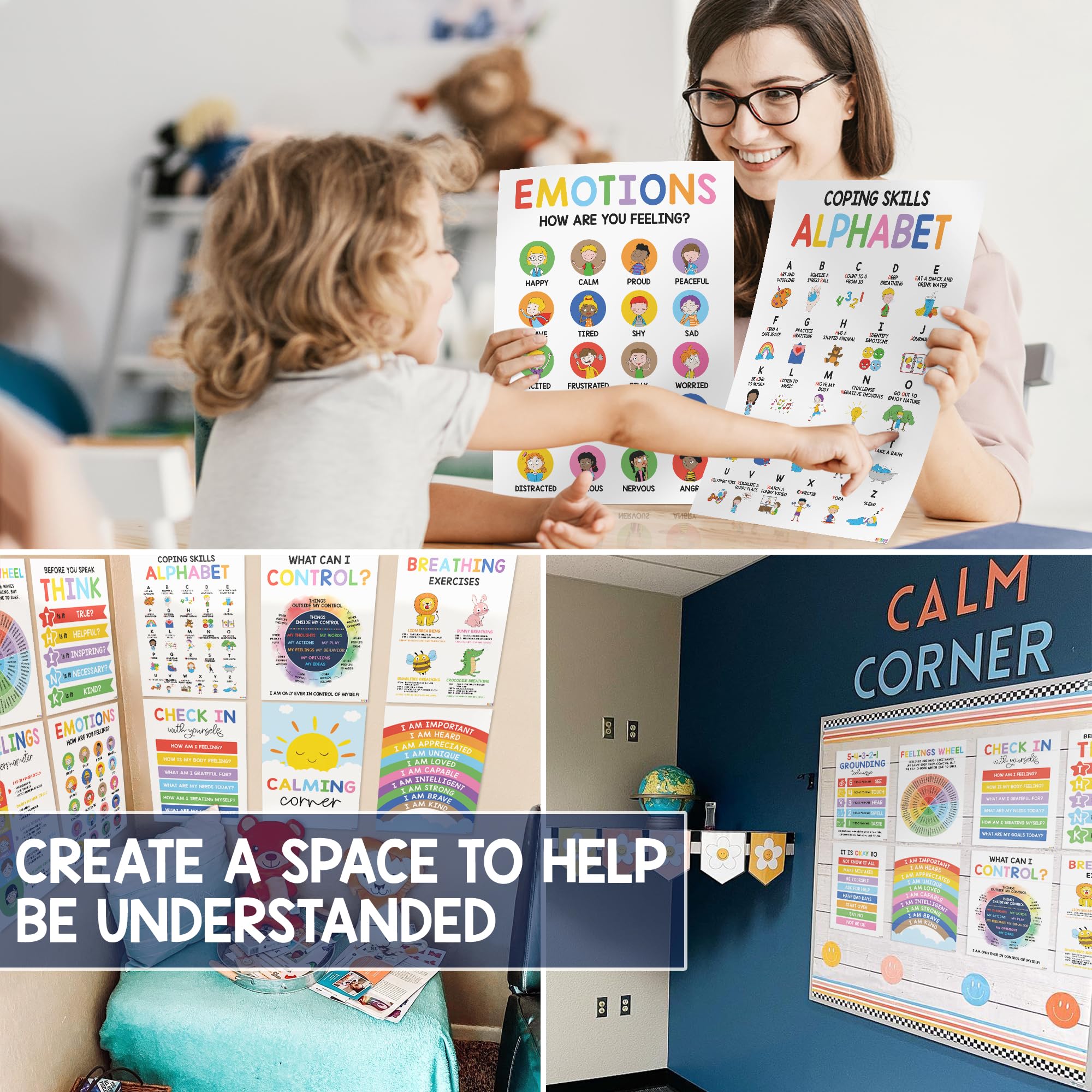 Mua 12 Calming Corner Classroom Posters (10x14) - Feelings Wheel Chart ...