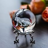 Amazon.com: 3D Tiger Crystal Ball Tiger Figurines in Crystal Ball 60mm ...