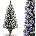 Amazon.com: DEWUR Pre-Lit Artificial Mini Christmas Tree Warm White LED Lights Colorful Lights ...