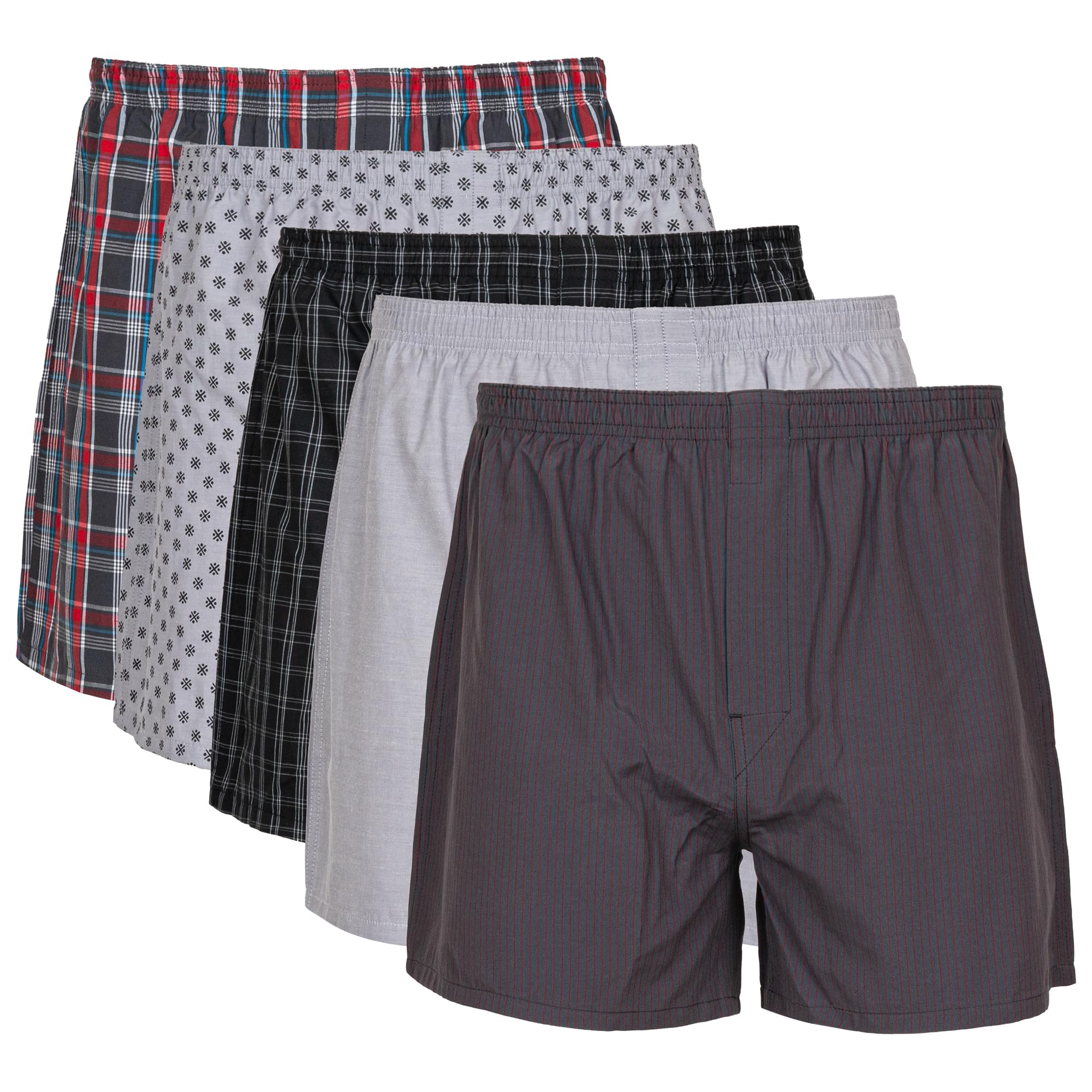 Gildan Men's Underwear Boxers, Multipack, Grey/Red Assorted (5-Pack ...