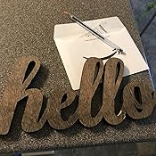 Amazon.com: Wood Hello Cutout Sign Made of Birch Plywood Stained Dark ...