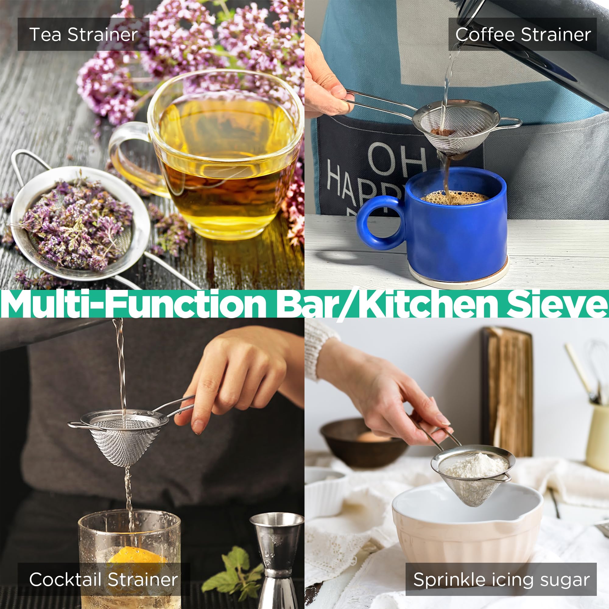 Mua Homestia 3.3" Fine Mesh Strainer for Kitchen, 304 Stainless Steel ...