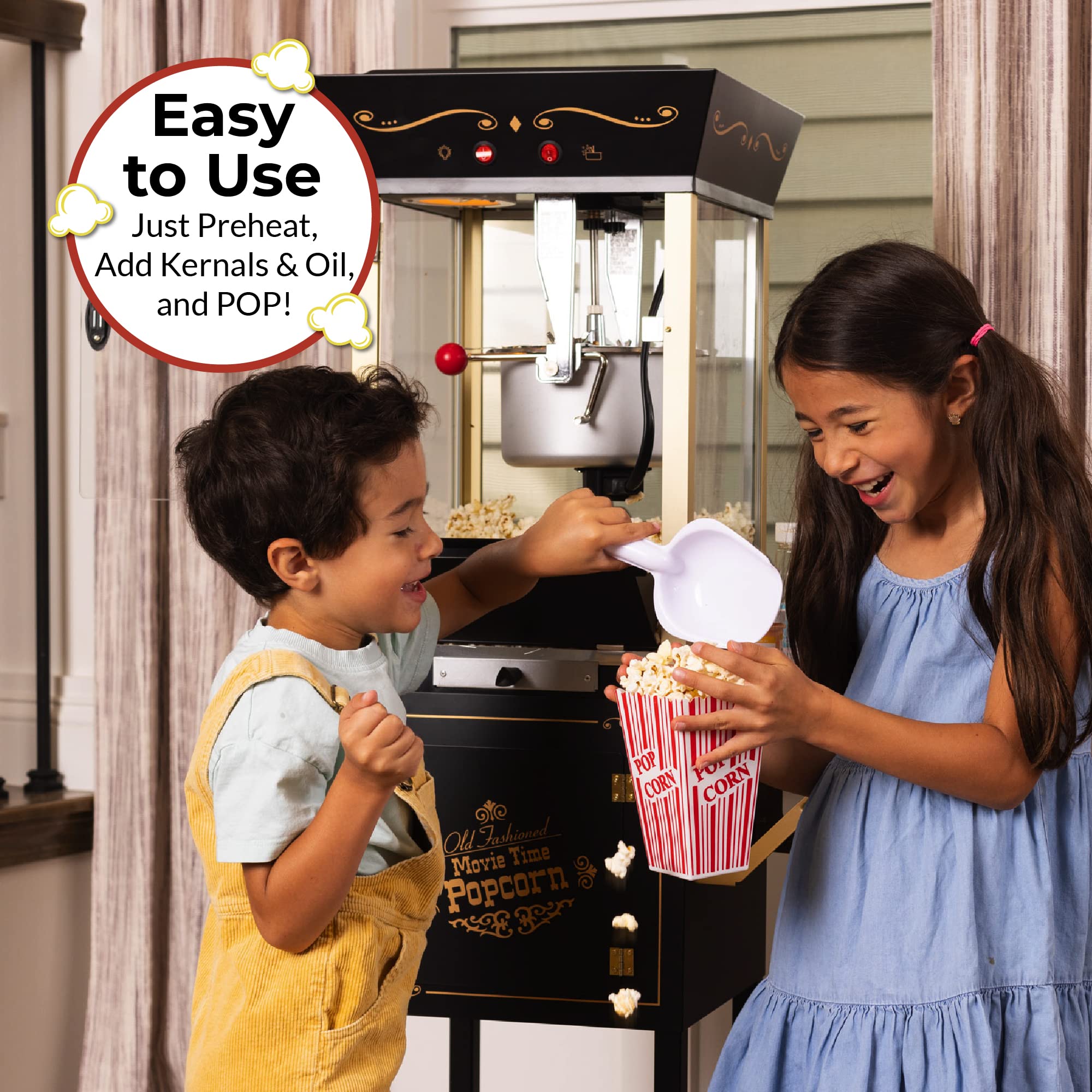 Nostalgia Popcorn Maker Machine - Professional Cart With 8 Oz Kettle ...