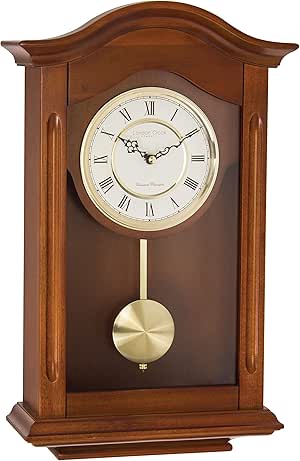 Amazon.com: LC Designs Walnut finish Wooden Pendulum Wall Clock with ...