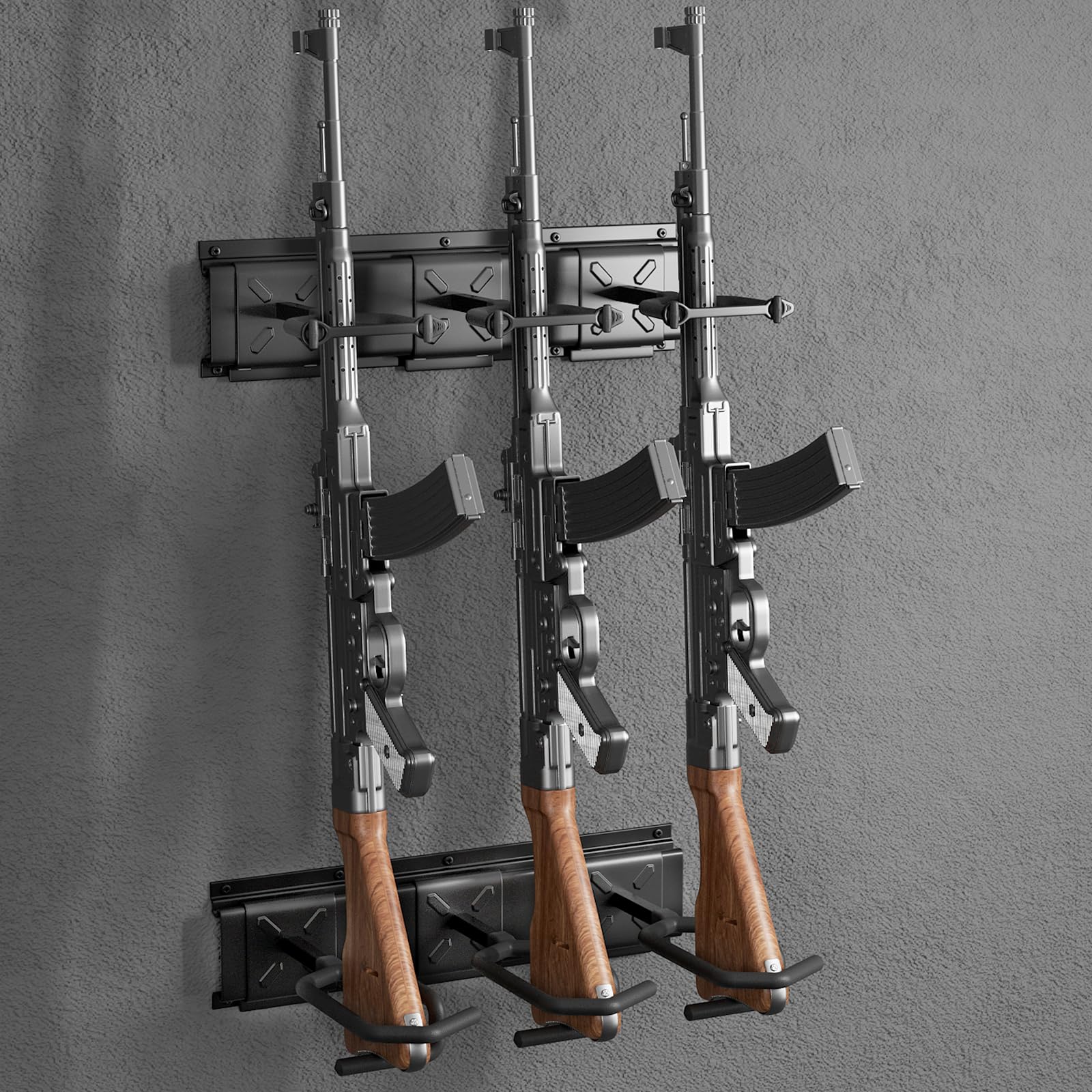 BlackSmith Indoor Gun Rack Wall Mount Shotgun Rifle Rack with 3-Slot ...