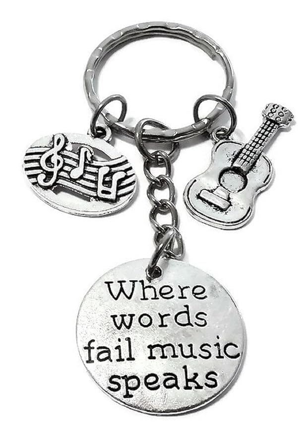 Amazon.com: Music Keychain, Music Note Keychain, Guitar Keychain, Music ...