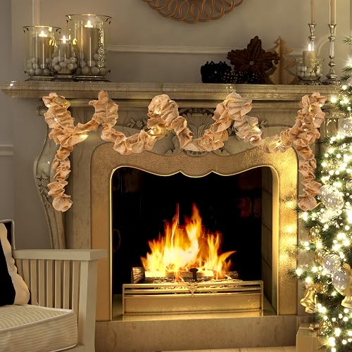 Rustic Burlap Christmas Garland Burlap Garland And Christmas Mantel