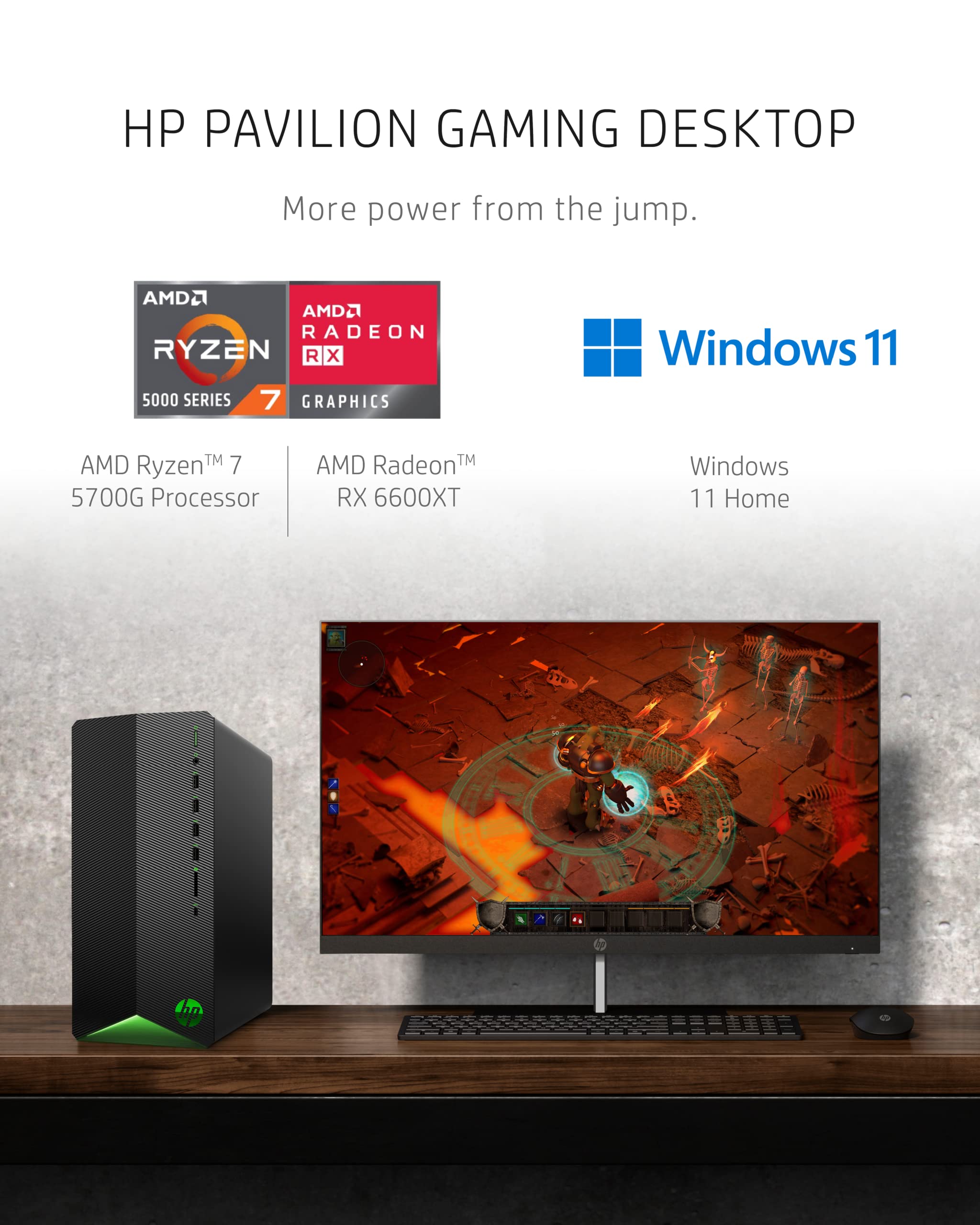 HP Pavilion AMD Radeon RX 6600XT, AMD Ryzen 7 5700G Processor, 16 GB ...