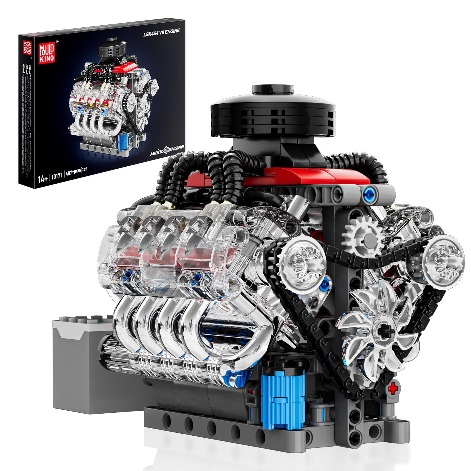 Mould King Mini V8 Engine Kits That Runs, Build Your Own Visible Car ...
