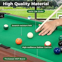 GYMAX Pool Table, 48 Inch Wooden Billiard Tables With 16 Balls, 2 Cue ...