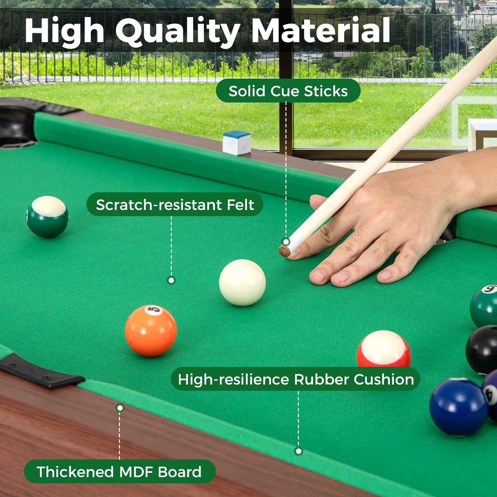 GYMAX Pool Table, 48 Inch Wooden Billiard Tables With 16 Balls, 2 Cue ...